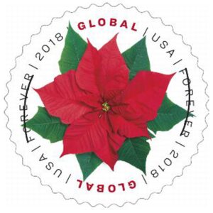 Global Poinsettia 1 Sheet of 10 International First Class Forever US Postage Stamps Mail Holiday Celebration Flower (10 stamps)