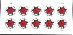 global poinsettia 1 sheet of 10 international first class forever us postage stamps mail holiday celebration flower (10 stamps)