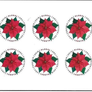 Global Poinsettia 1 Sheet of 10 International First Class Forever US Postage Stamps Mail Holiday Celebration Flower (10 stamps)