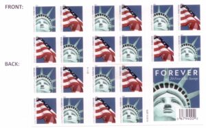 usps forever stamps lady liberty and u.s. flag booklet of 20