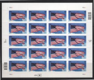 honoring veterans scott 3508 complete sheet of 20 34 cent stamps