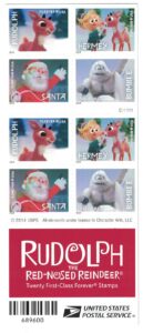 rudolph the red-nosed reindeer usps forever stamps, book of 20