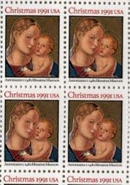 roman madonna and child christmas 4 x 29 cent us postage stamp #2578 by us postal service