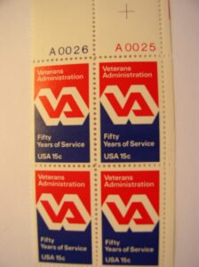 us postal stamps, 1980, veterans administration, s# 1825, plate block of 4, mnh