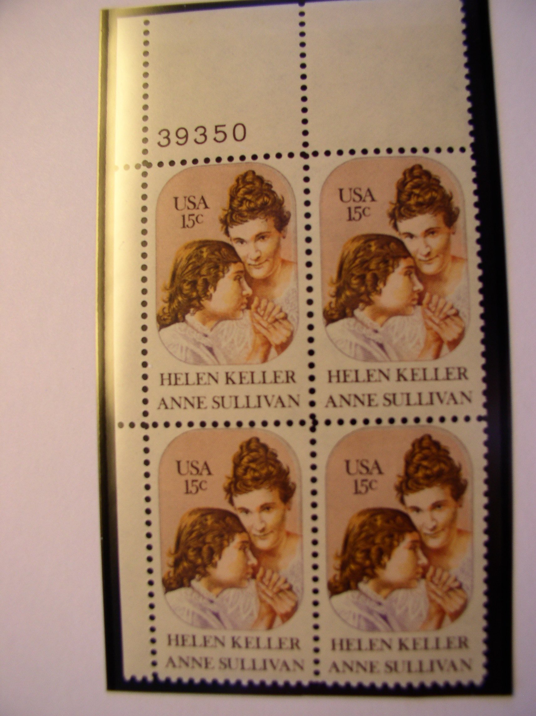 US Postal Stamps, 1980, Helen Keller & Anne Sullivan, S# 1824, Plate Block of 4, MNH