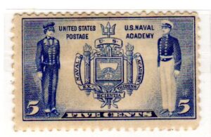 u.s. post office psa postage stamps united states. one single 5 cents ultra, seal of u.s. naval academy and naval midshipmen stamp, dated 1937, scott #794