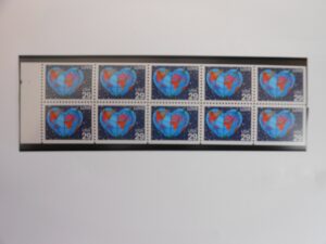 us 1991 postal stamps, love, s#2535a, pane of 10 29 cent stamps