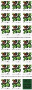 christmas holly 20 x 32 cent us stamps 3177 new 1997 by usps; us post office dept; us stamps