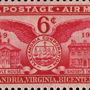 US postage stamps- MNH plate block of 4 x 6 cents- 1949 6c Airmail Alexandria, VA - Catalog # C40