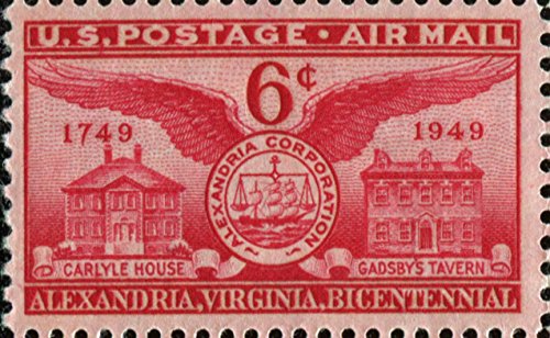 US postage stamps- MNH plate block of 4 x 6 cents- 1949 6c Airmail Alexandria, VA - Catalog # C40