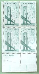 stamps u.s verrazano narrows bridge scott 1258 block mnh