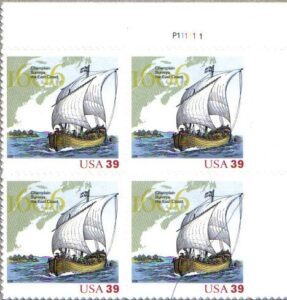 2006 samuel de champlain #4073 plate block of 4 x 39 cents us postage stamps