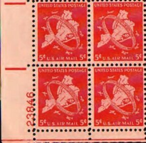 us postage stamps, 1948, five boroughs of new york, s#c38, block of 4, $0.05