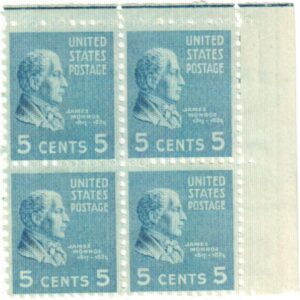 1938 james monroe set of 4-5 cent us postage stamps new us# 845