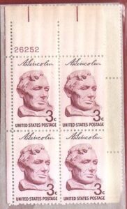 postage stamp u.s. lincoln by gutzon borgium scott 1114 mnhvf block of 4