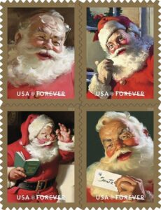 usps 2018 sparkling holidays book of 20 stamps forever santa christmas scott 5355