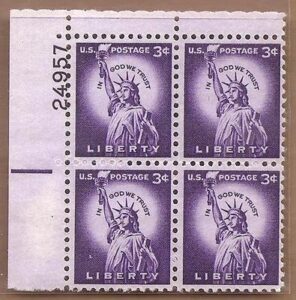 stamps, u.s. statue of liberty, sc.1035, mnh, block