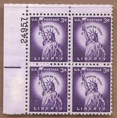 Stamps, U.S. Statue Of Liberty, Sc.1035, MNH, Block