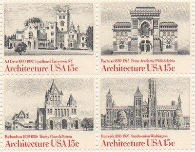 American Architecture Series Set of 4 x 15 Cent US Postage Stamps Scot 1838-41