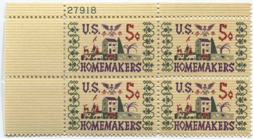 No. 1253 - 1964 5c Homemakers U. S. Postage Stamp Plate Block (4)