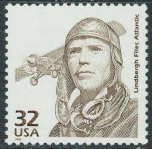 charles lindbergh crosses the atlantic u.s. postage stamp mint, never hinged