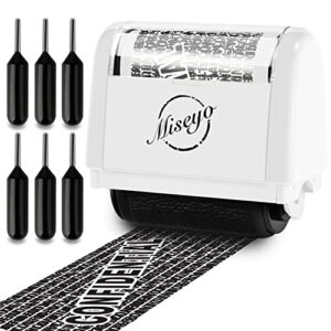 miseyo identity theft protection roller stamp set - white (6 refill ink incleded)