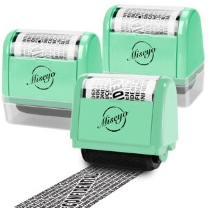 miseyo wide roller stamp identity theft stamp 1.5 inch perfect for privacy protection,anti-theft security confidential easy for guard personal information blockout - 3pack set (mint green)