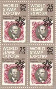 world stamp expo '89 set of 4 x 25 cent us postage stamps new scot 2410