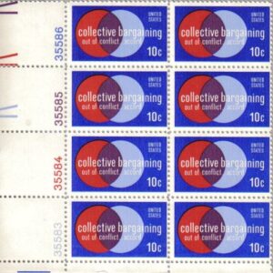 1975 collective bargaining ~ union #1558 plate block of 8 x 10 cents us postage stamps