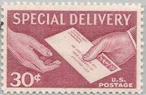 us special delivery stamp 30 cents, letter, hand to hand scott e21