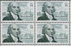 james madison ~ u.s. constitution ~ bill of rights #3545 plate block 4 x 34¢ us postage stamps