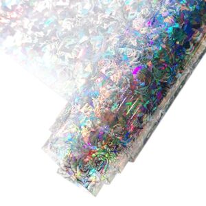 hyang transparent rose pvc super clear holographic vinyl faux leather sheets 1 roll 12" x 53" (30cm x 135cm) for diy bows earrings bags diy crafts making