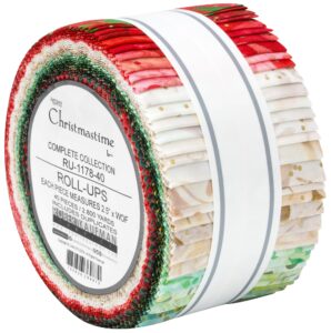 lunn studios artisan batiks christmastime roll up 40 2.5-inch strips robert kaufman ru-1178-40