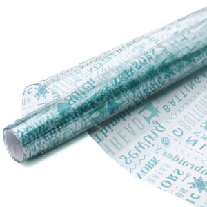 missouri star printed vinyl roll 15” x 35” - sewable plastic fabric for making tote bags, purses, and craft projects - clear pvc vinyl with sewing words