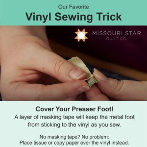 Missouri Star Printed Vinyl Roll 15” x 35” - Sewable Plastic Fabric for Making Tote Bags, Purses, and Craft Projects - Clear PVC Vinyl with Sewing Words