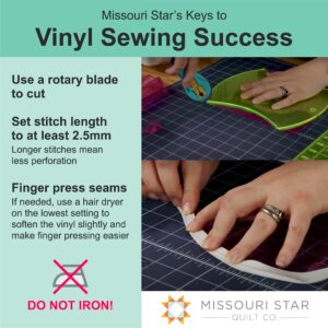 Missouri Star Printed Vinyl Roll 15” x 35” - Sewable Plastic Fabric for Making Tote Bags, Purses, and Craft Projects - Clear PVC Vinyl with Sewing Words