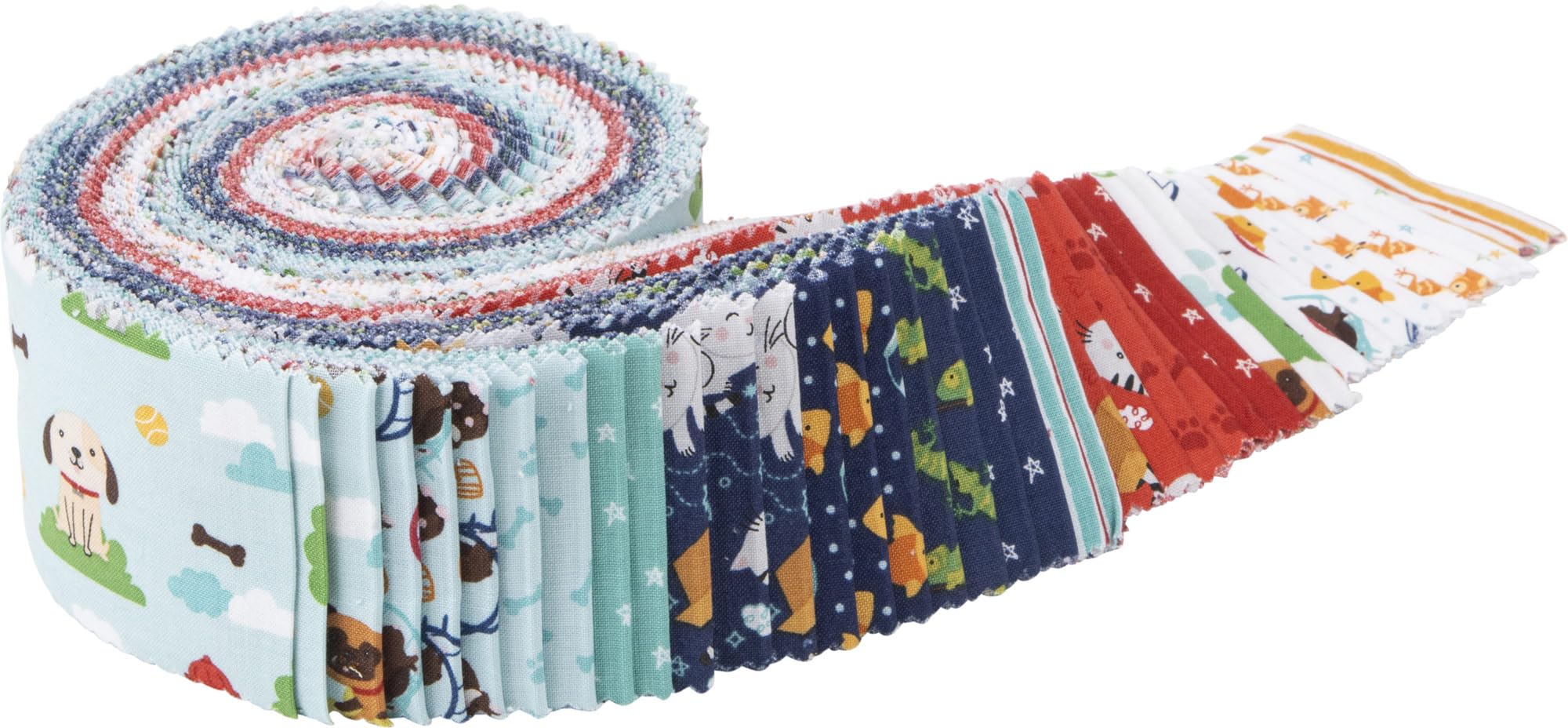 Lori Whitlock Pets Rolie Polie 40 2.5-inch Strips Jelly Roll Riley Blake Designs RP-13650-40