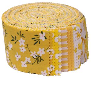 nodsaw 40 pcs 2.5-inch jelly roll fabric strips for quilting, 100% cotton fabric jelly rolls, yellow series