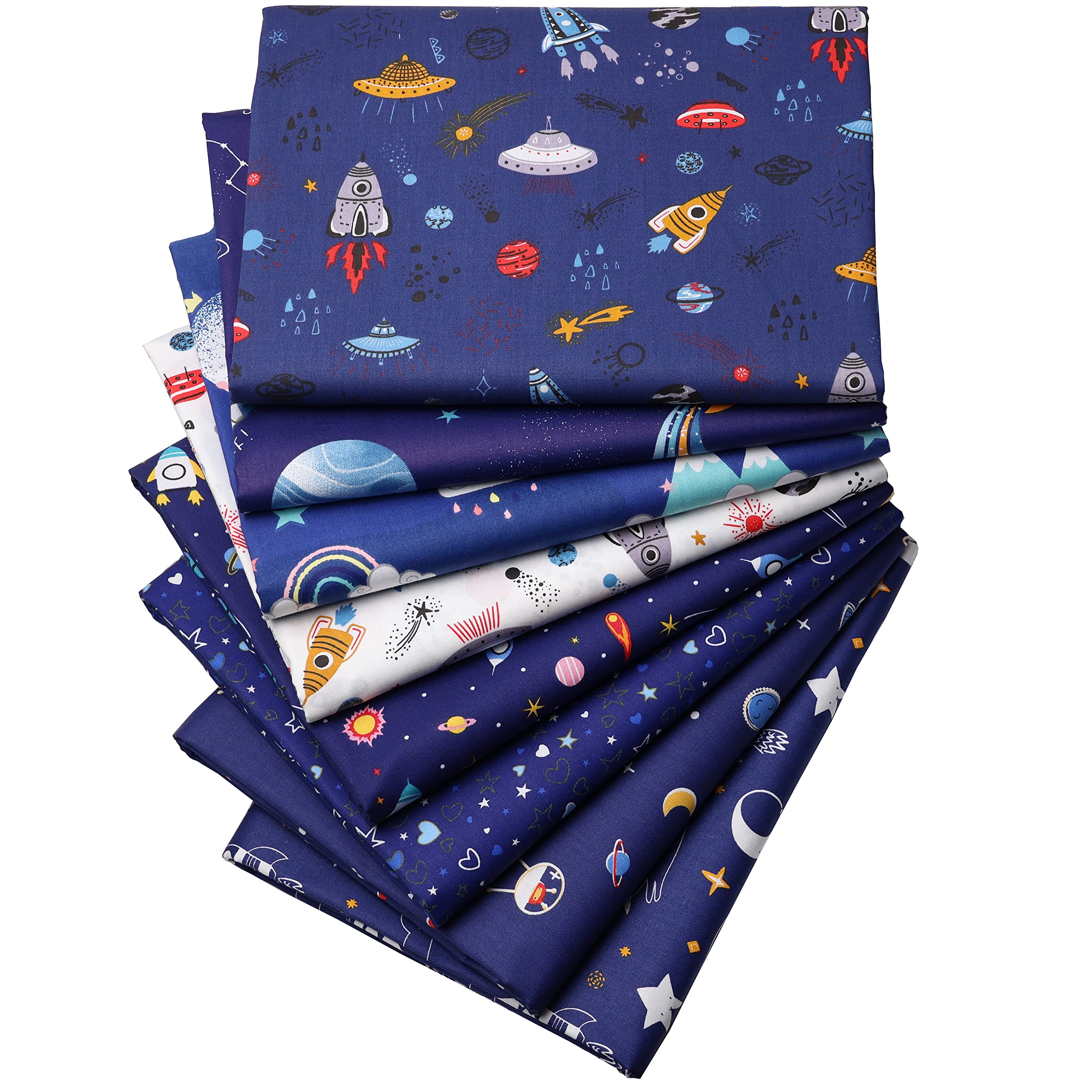 Hanjunzhao 100% Cotton Fat Quarters Fabric Bundles 18 x 22 inch for Quilting Sewing Crafting (Universe Starry Sky)