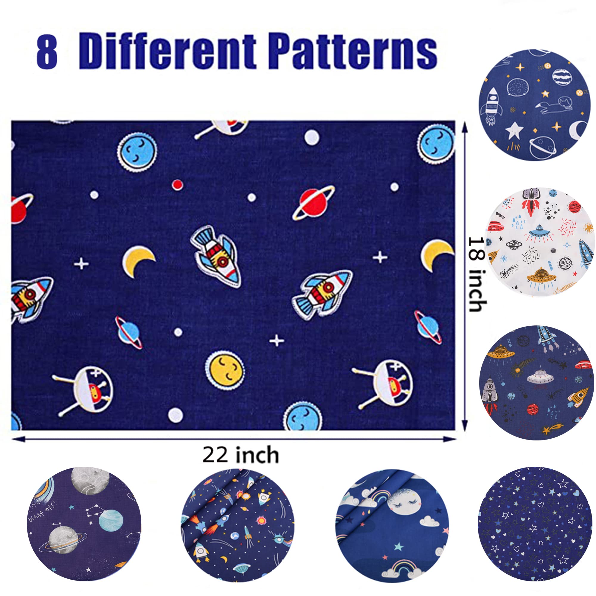 Hanjunzhao 100% Cotton Fat Quarters Fabric Bundles 18 x 22 inch for Quilting Sewing Crafting (Universe Starry Sky)