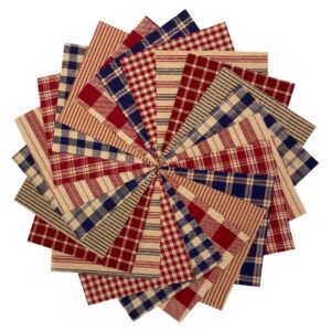 40+ american heritage charm pack red blue, 5 inch precut cotton homespun fabric squares by jcs