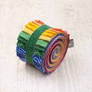 AbsoluteBestChoice - 2.5 inch Rainbow Basics Jelly Roll 100% Cotton Fabric Quilting Strips 18 Strip