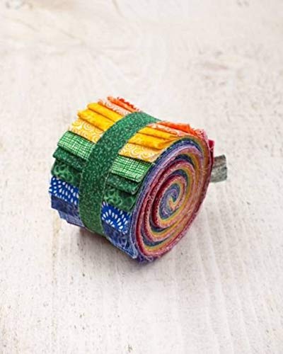 AbsoluteBestChoice - 2.5 inch Rainbow Basics Jelly Roll 100% Cotton Fabric Quilting Strips 18 Strip