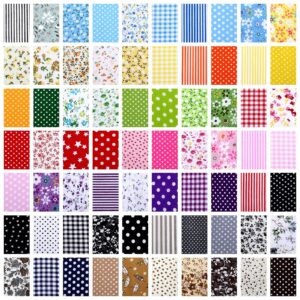 Kingdder 200 Pcs 10 x 10 Inch Cotton Fabric Squares for Quilting Craft Fat Quarters Fabric Bundle Squares Patchwork for DIY Crafts Scrapbooking Cloths Handmade Accessory (Flower)