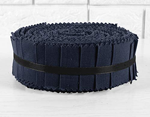 Soimoi 40Pcs Solid Dark Blue Precut Fabrics Strips Roll Up 1.5 Inches Cotton Jelly Rolls for Quilting