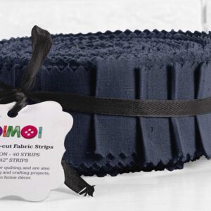 Soimoi 40Pcs Solid Dark Blue Precut Fabrics Strips Roll Up 1.5 Inches Cotton Jelly Rolls for Quilting