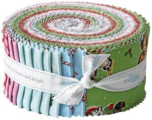 riley blake designs lindsay wilkes christmas joys rolie polie 40 2.5-inch strips jelly roll riley blake rp-12250-40, assorted