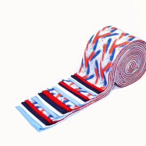 AbsoluteBestChoice 2.5 inch RED White and Blue Jelly Roll 100percent Cotton Fabric Quilting 20 pre Cut Strips, Multicolor, 2.5 Inches