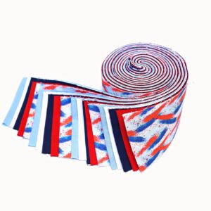 AbsoluteBestChoice 2.5 inch RED White and Blue Jelly Roll 100percent Cotton Fabric Quilting 20 pre Cut Strips, Multicolor, 2.5 Inches