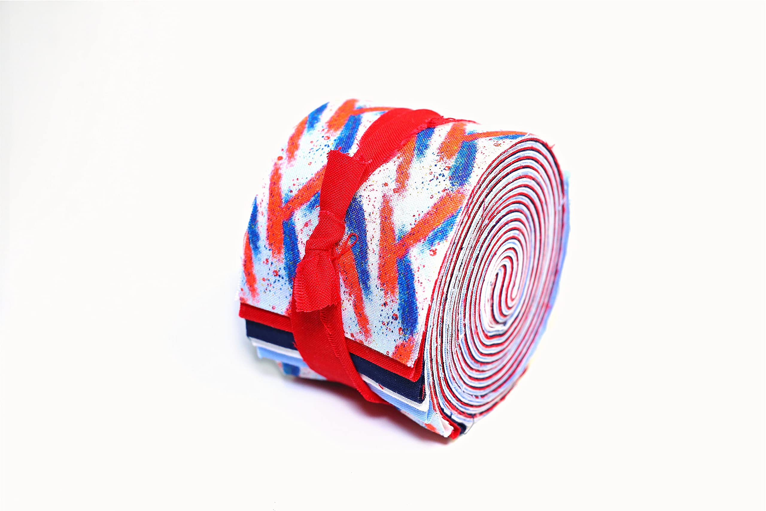 AbsoluteBestChoice 2.5 inch RED White and Blue Jelly Roll 100percent Cotton Fabric Quilting 20 pre Cut Strips, Multicolor, 2.5 Inches